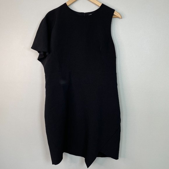Express | Dresses | Express Dress 4 Black Asymmetrical Sheath Cocktail ...